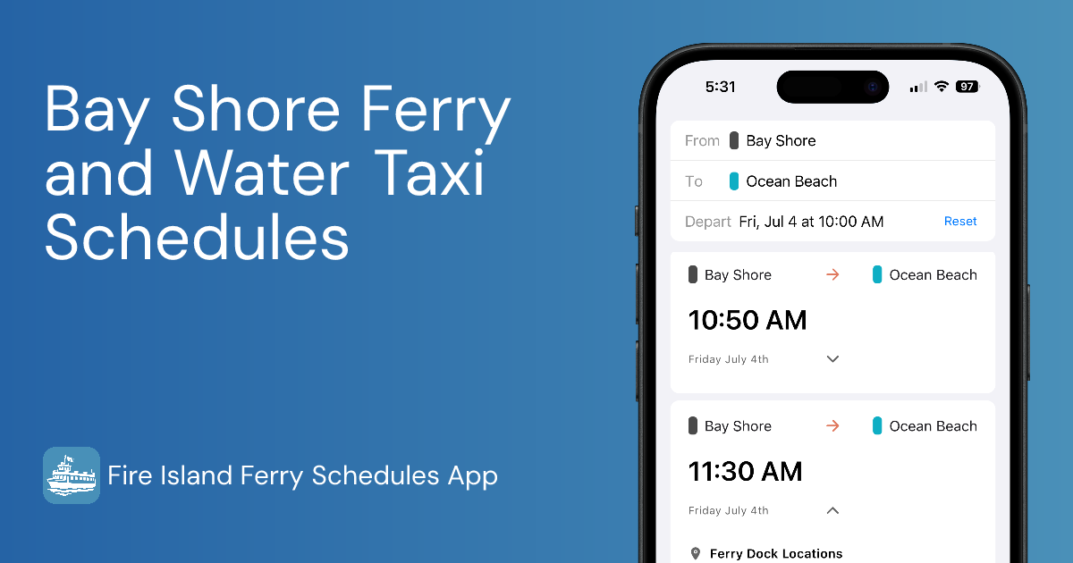 Bay Shore Ferry and Water Taxi Schedules