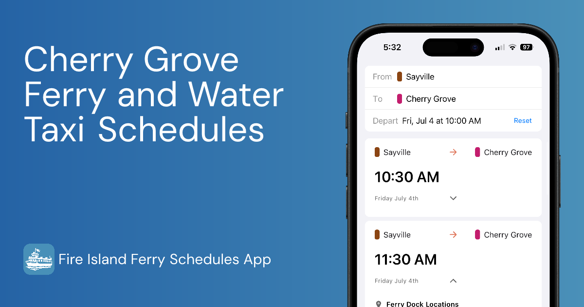 Cherry Grove Ferry and Water Taxi Schedules