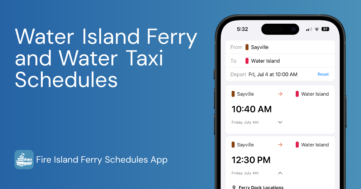 Water Island Ferry and Water Taxi Schedules